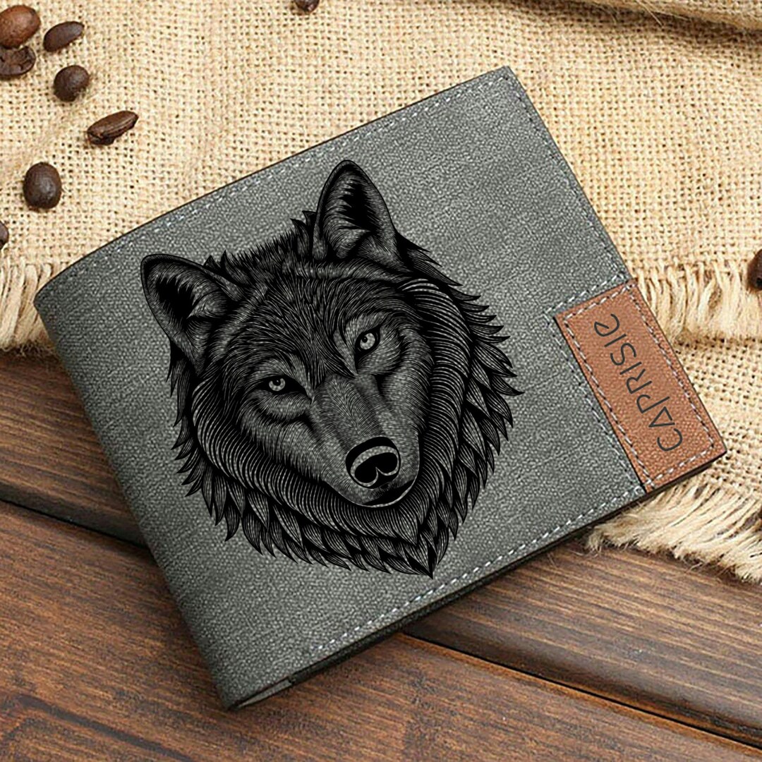 Majestic Wolf Wallet Wolf Engraved Wallet for Men & Women Animal Wolves ...