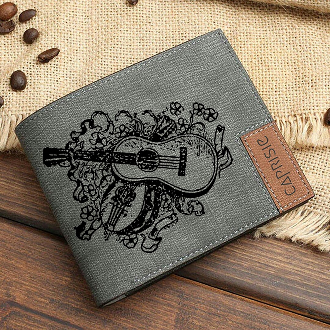 Guitar Engraved Wallet Unique Music Lover Gift for Men & Women Artistic ...