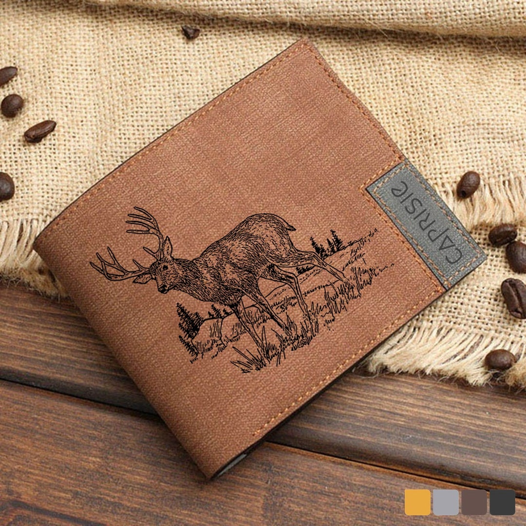Elk Moose Deer Lovers Design Wallet for Men & Women Hunting Antlers ...