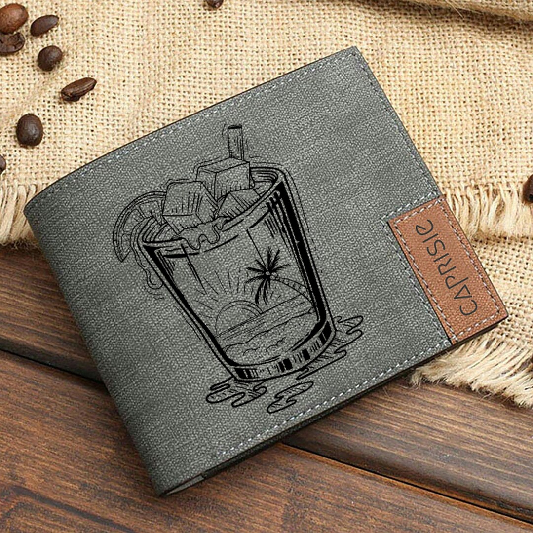Tropical Sunset Engraved Wallet Beach Cocktail Mens & Womens Wallet ...