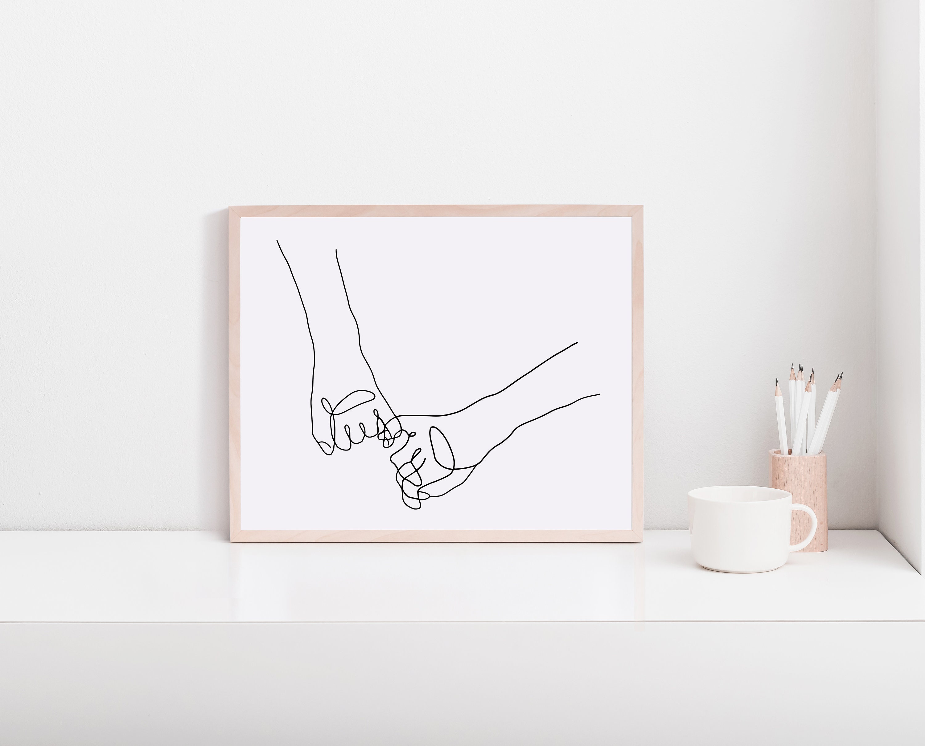 Pinky Swear Line Art,couple Line Art,minimal Line Art,hands Line ...