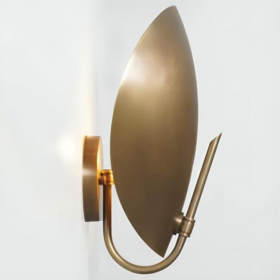 Brass Enamel Conical Shade Wall Sconce, Mid Century Modern Industrial ...