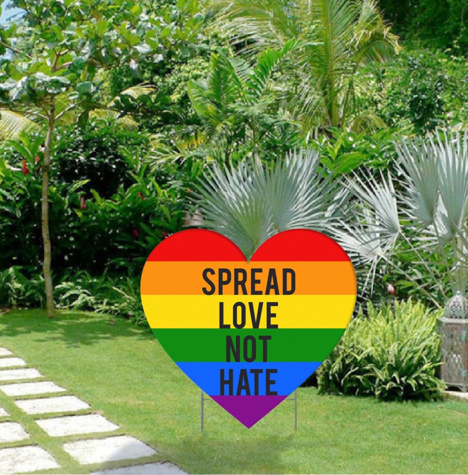 LGBT Yard Sign Rainbow lgbt Yard Sign Lgbt Peace Symbol Yard | Etsy