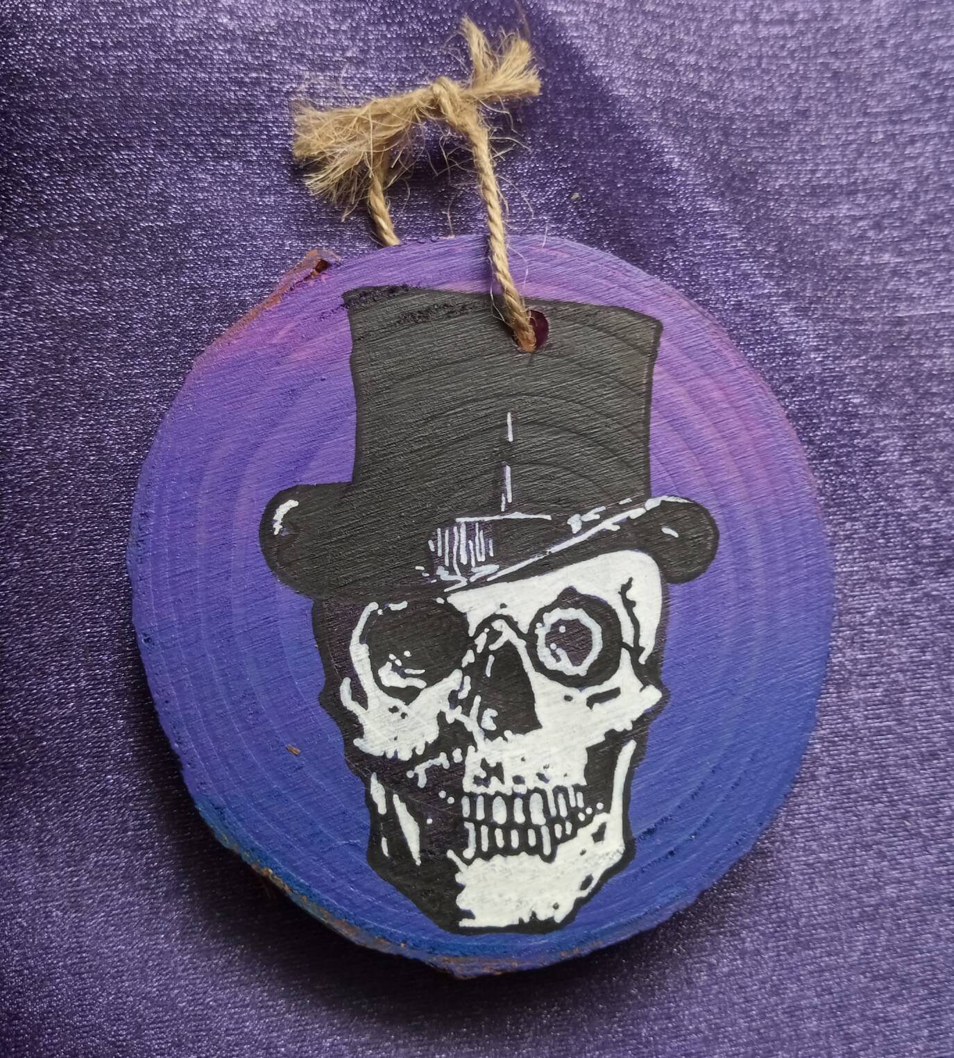 Dapper Skull Gothic Horror Wood Slice Christmas Ornament - Etsy