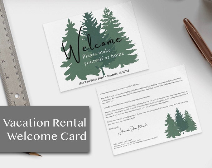 Vacation Rental Welcome Card Template Edit Online With - Etsy