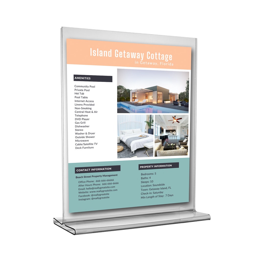 Airbnb Vacation Rental Flyer Template: Canva Editable Ad (2 Pages) - Etsy