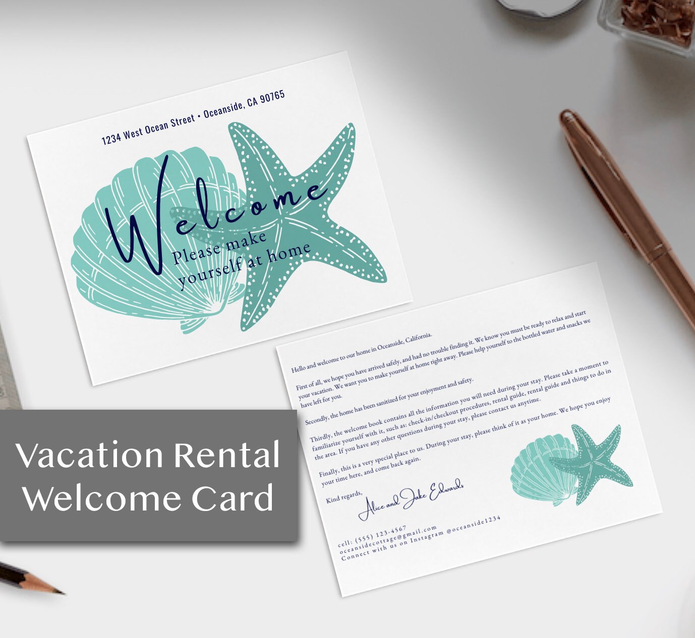 Vacation Rental Welcome Card Template Edit Online With - Etsy