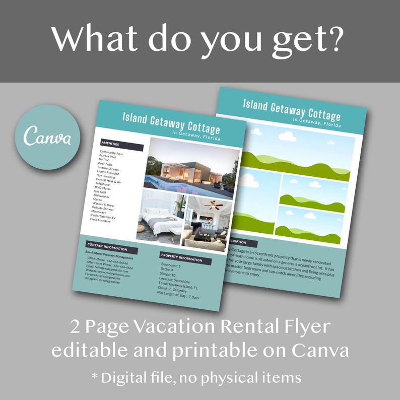 Airbnb Vacation Rental Flyer Advertisement - Canva Printable Template ...