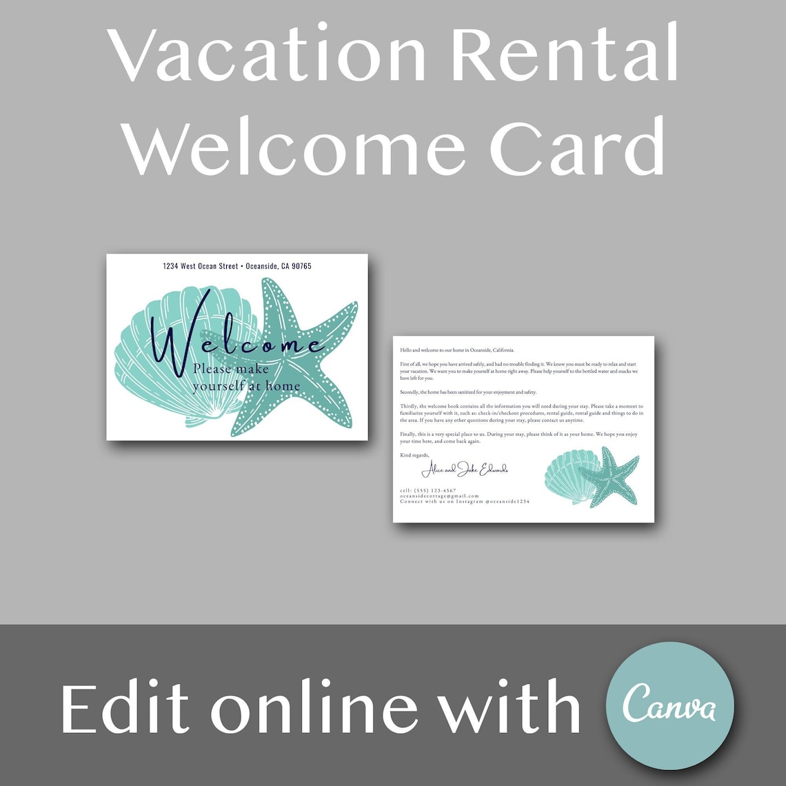 Vacation Rental Welcome Card Template - Edit Online With Canva, Airbnb ...