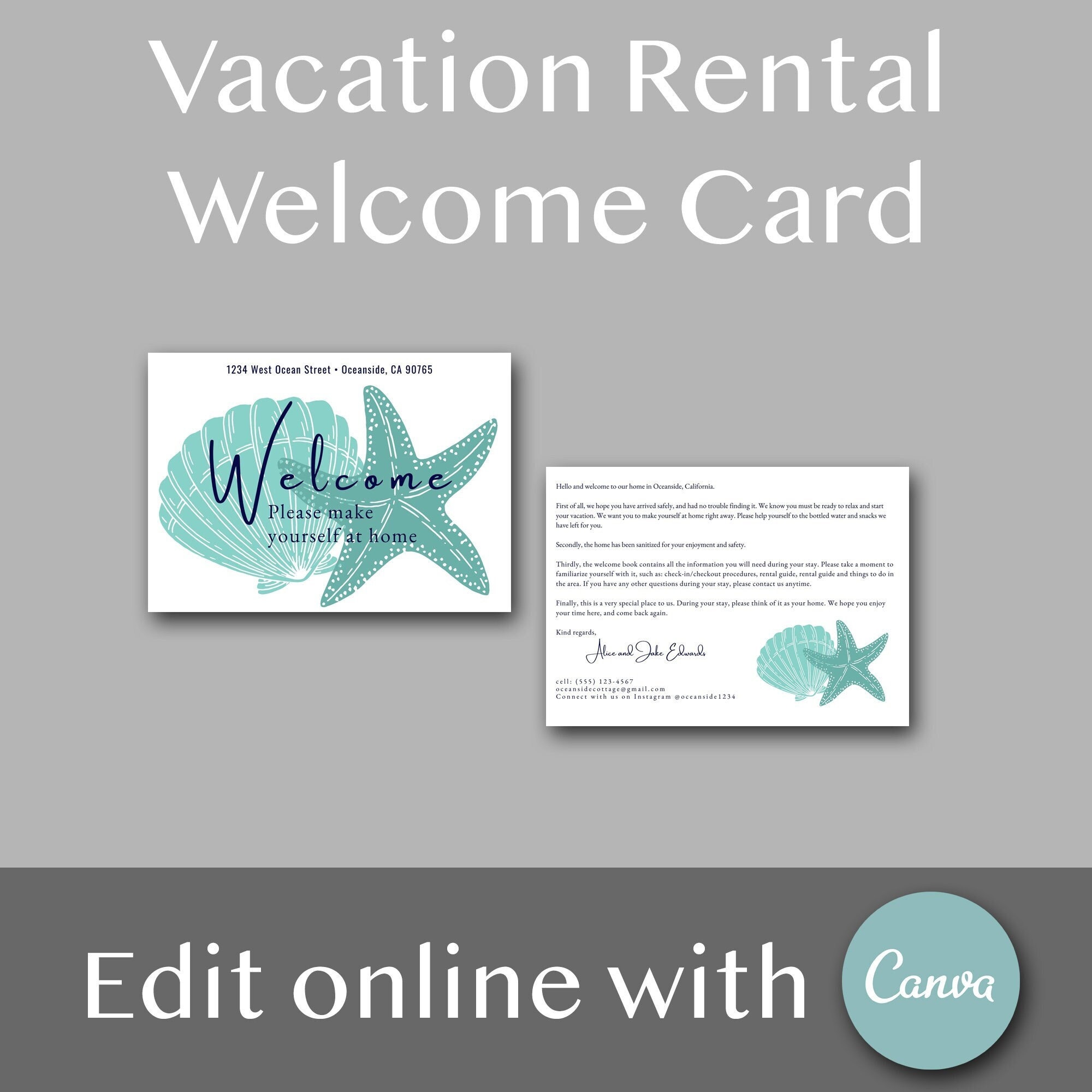Vacation Rental Welcome Card Template - Edit Online With Canva, Airbnb ...