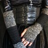 Goth Wrist Warmers, Fingerless Gloves, Skulls, Handmade, Long Length ...