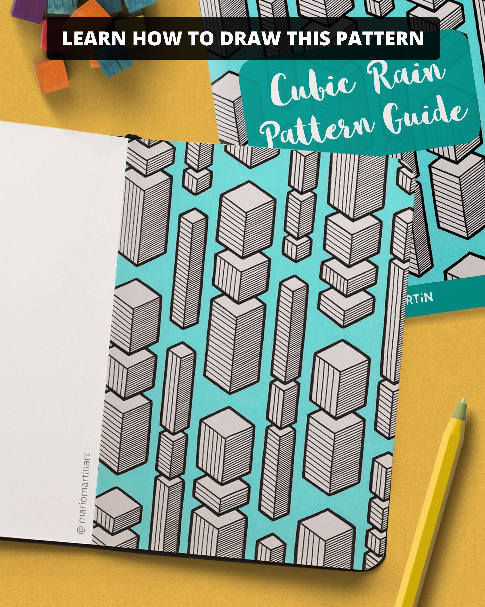 CUBIC Pattern Drawing Guide | How to Draw 3D Geometric Patterns | Step ...