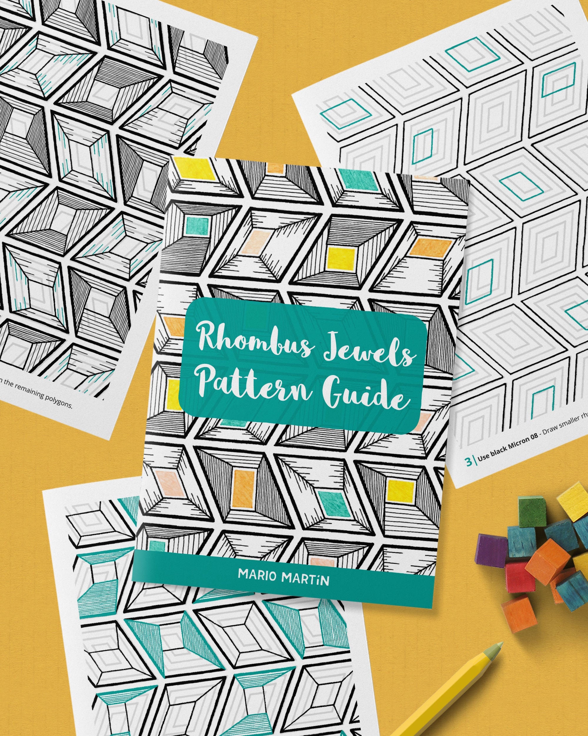 RHOMBUS JEWELS Pattern Drawing Guide How to Draw Geometric | Etsy