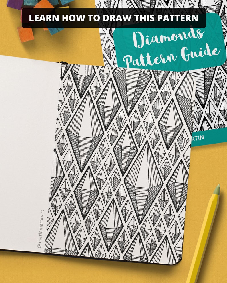 DIAMONDS Pattern Drawing Guide | How to Draw Geometric Patterns | Step ...