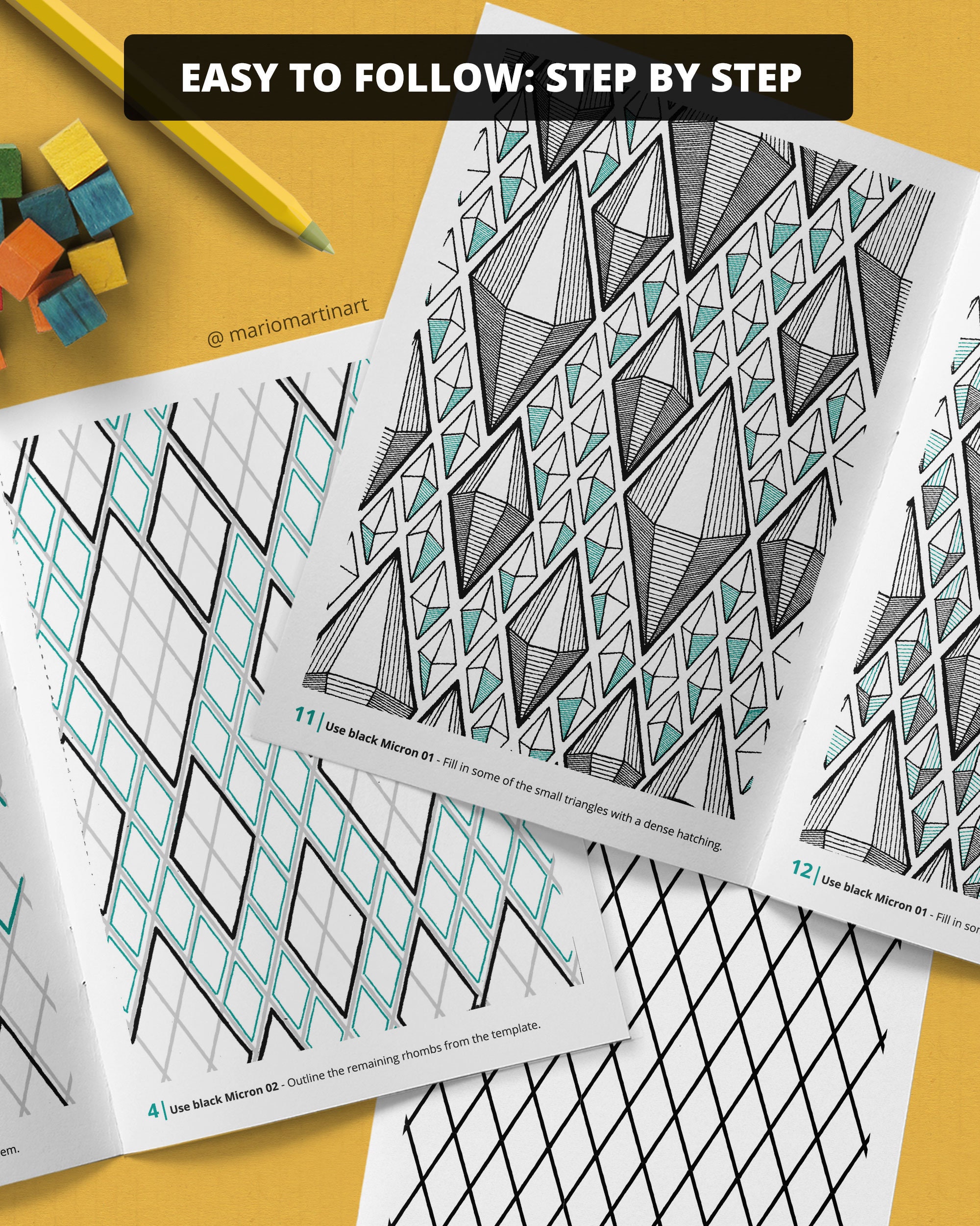 DIAMONDS Pattern Drawing Guide | How to Draw Geometric Patterns | Step ...