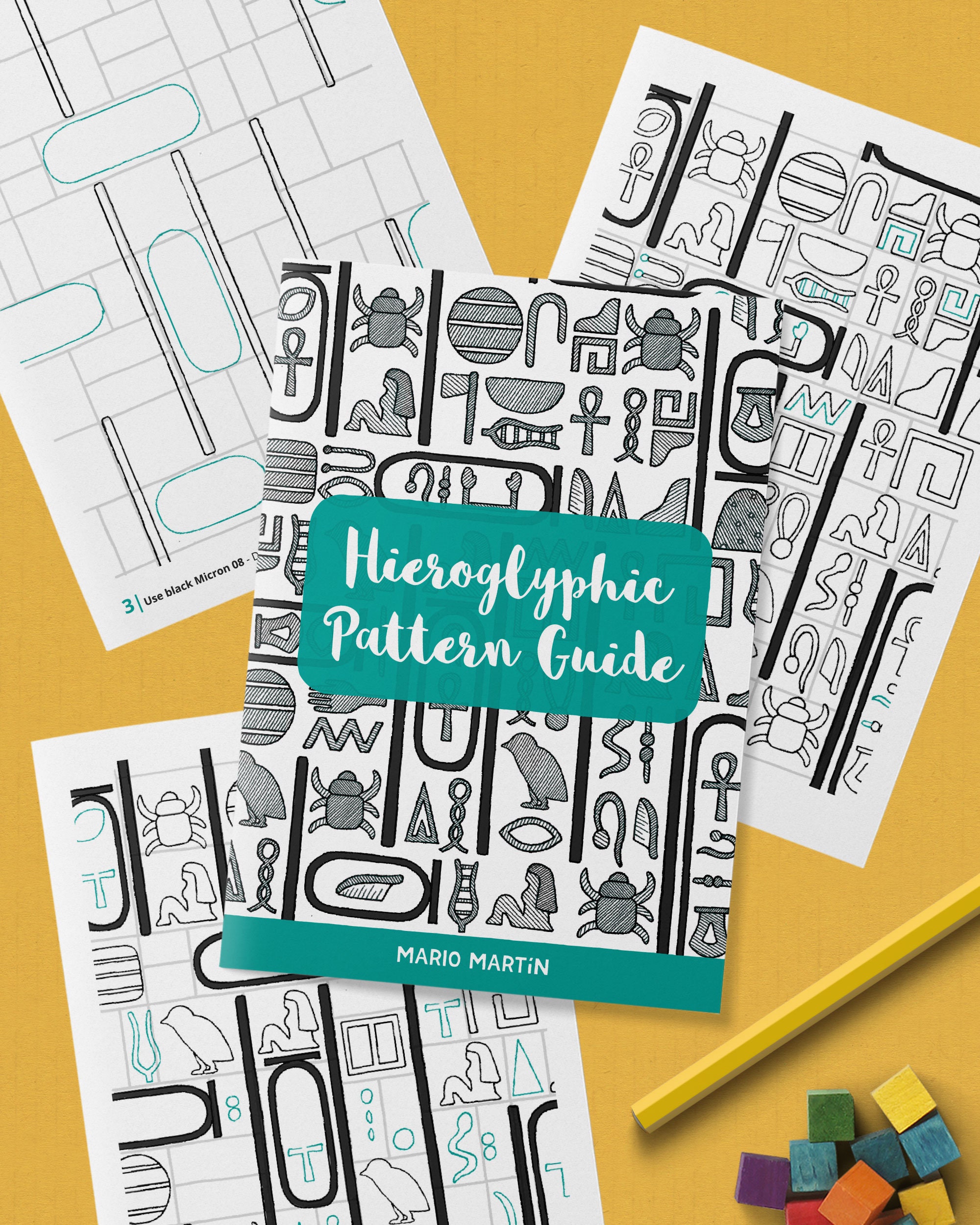 HIEROGLYPHS Pattern Drawing Guide | How to Draw Egyptian Patterns ...