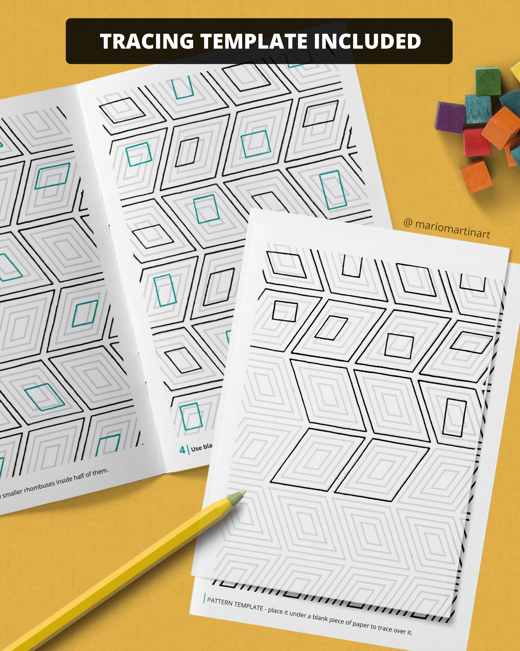 RHOMBUS JEWELS Pattern Drawing Guide How to Draw Geometric | Etsy