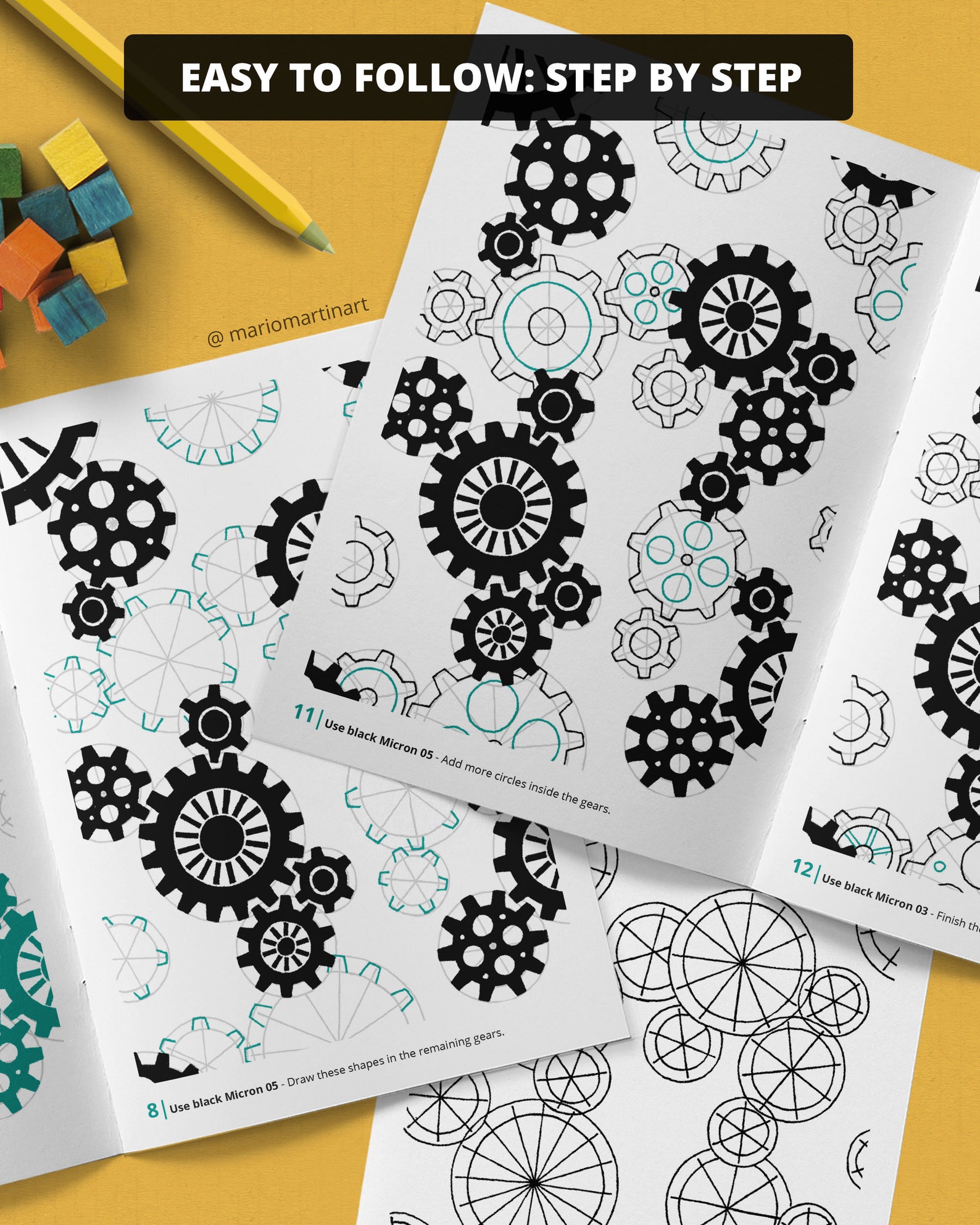 GEARS Pattern Drawing Guide | How to Draw Steampunk Patterns | Doodle ...