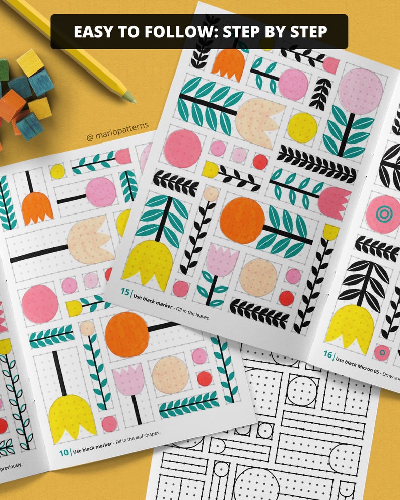 FOLK ART FLOWERS Pattern Drawing Guide | How to Draw Floral Patterns ...