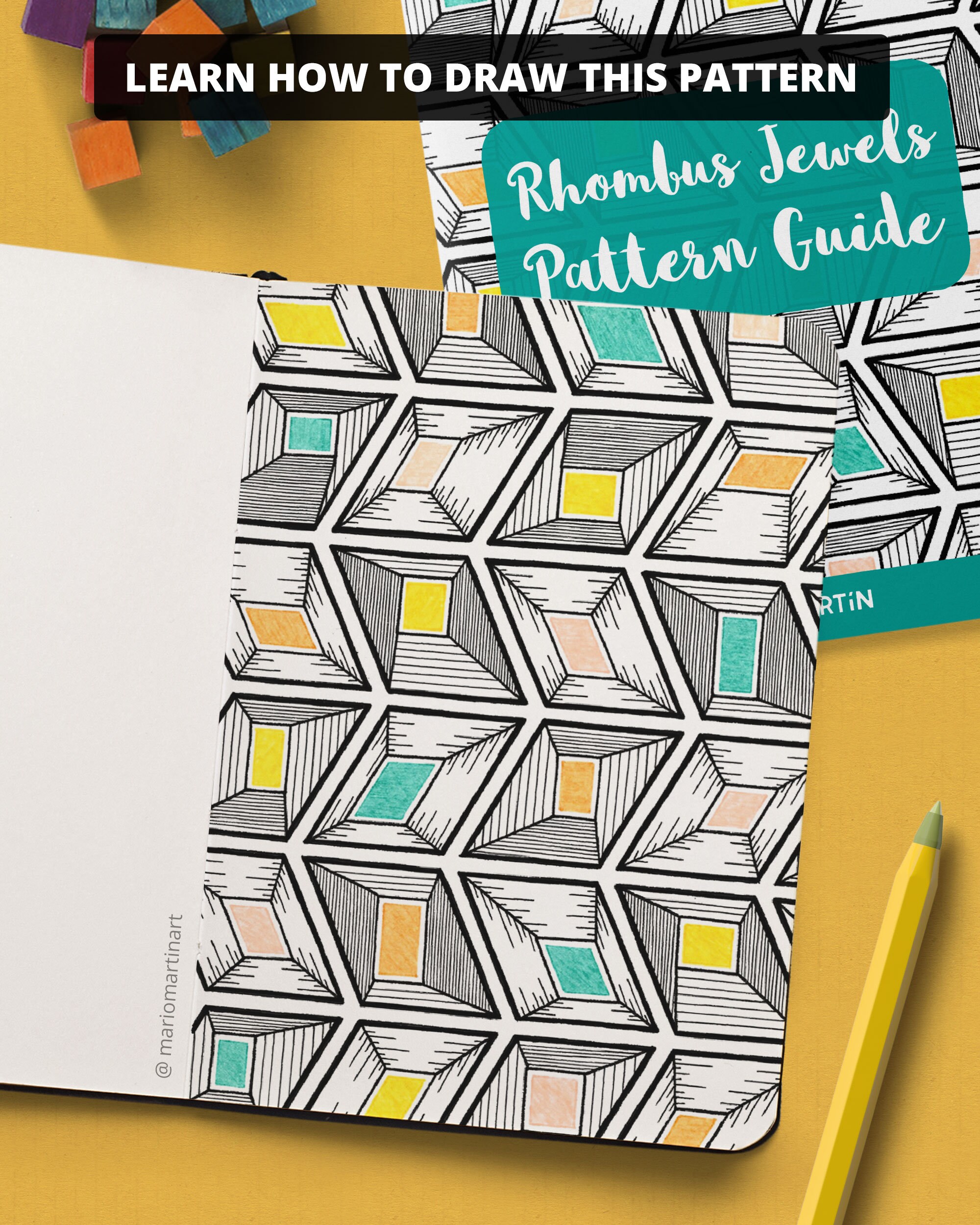 RHOMBUS JEWELS Pattern Drawing Guide How to Draw Geometric | Etsy