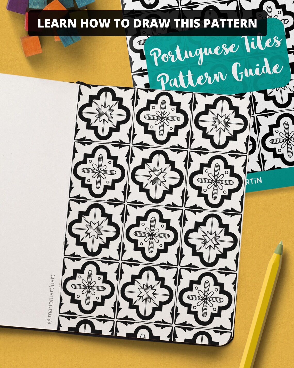 PORTUGUESE TILES Pattern Drawing Guide | How to Draw Decor Patterns ...
