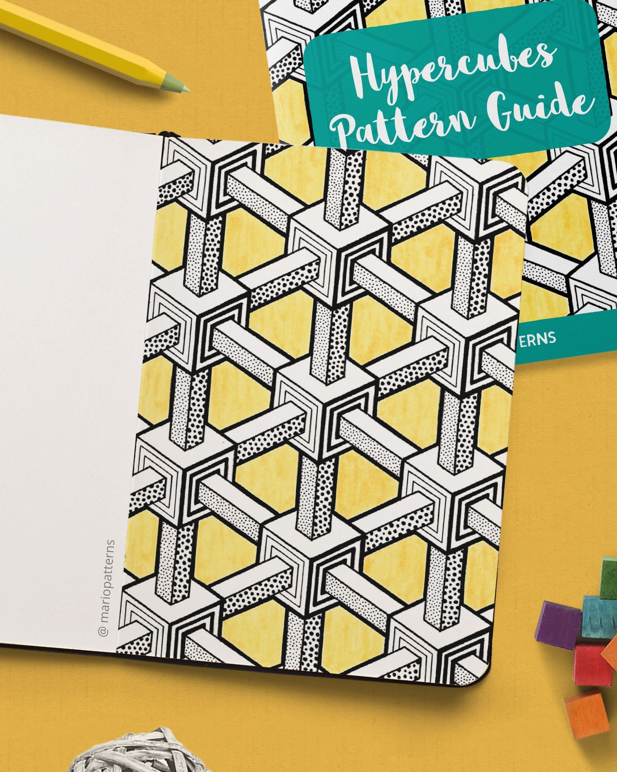 HYPERCUBES Pattern Drawing Guide How To Draw Geometric Patterns Doodle