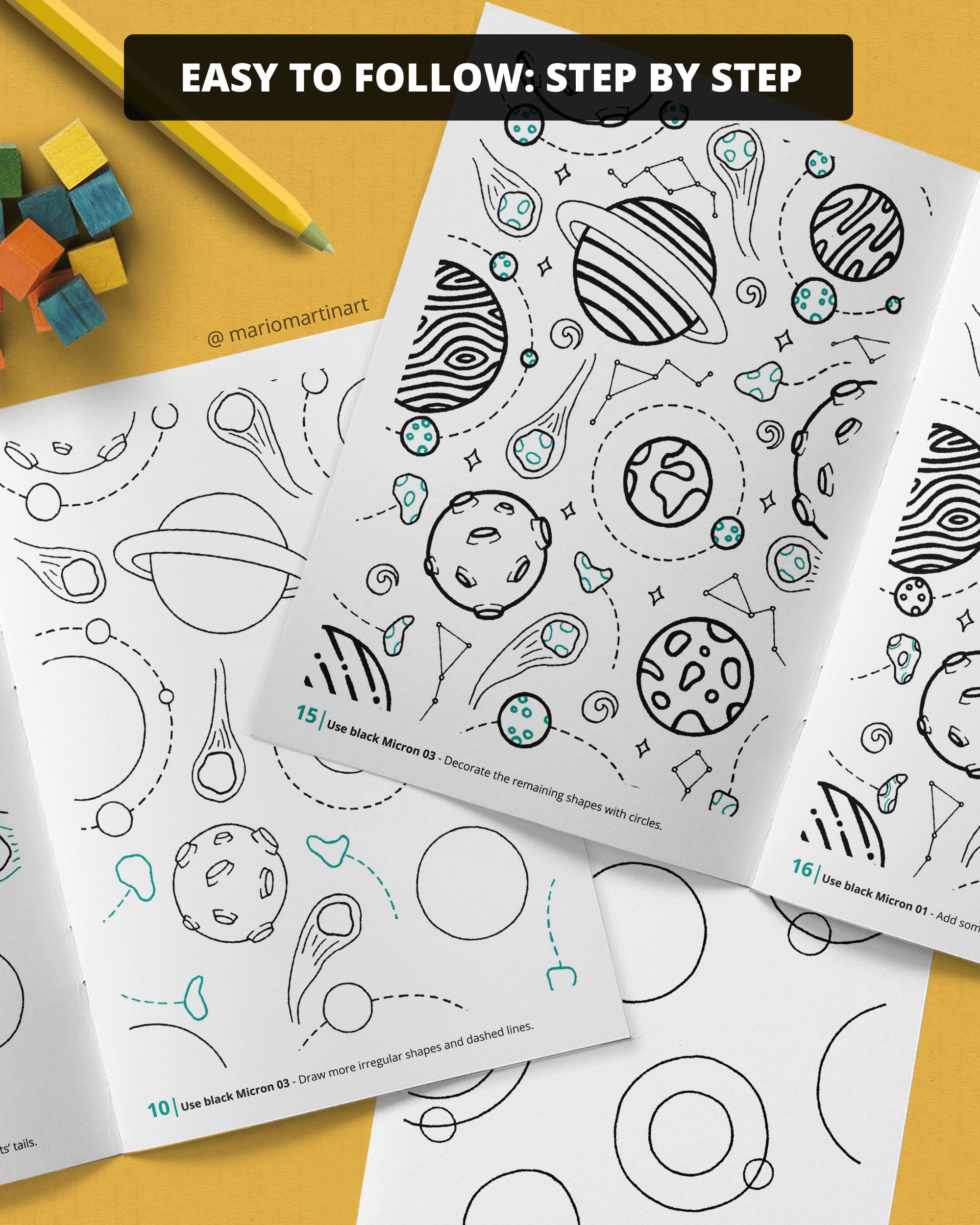 PLANETS Pattern Drawing Guide How to Draw Space Patterns Doodle ...