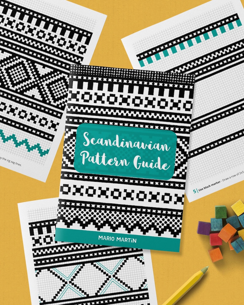 SCANDINAVIAN Marius Pattern Drawing Guide How to Draw Geometric Patterns Step by Step Tutorial ...