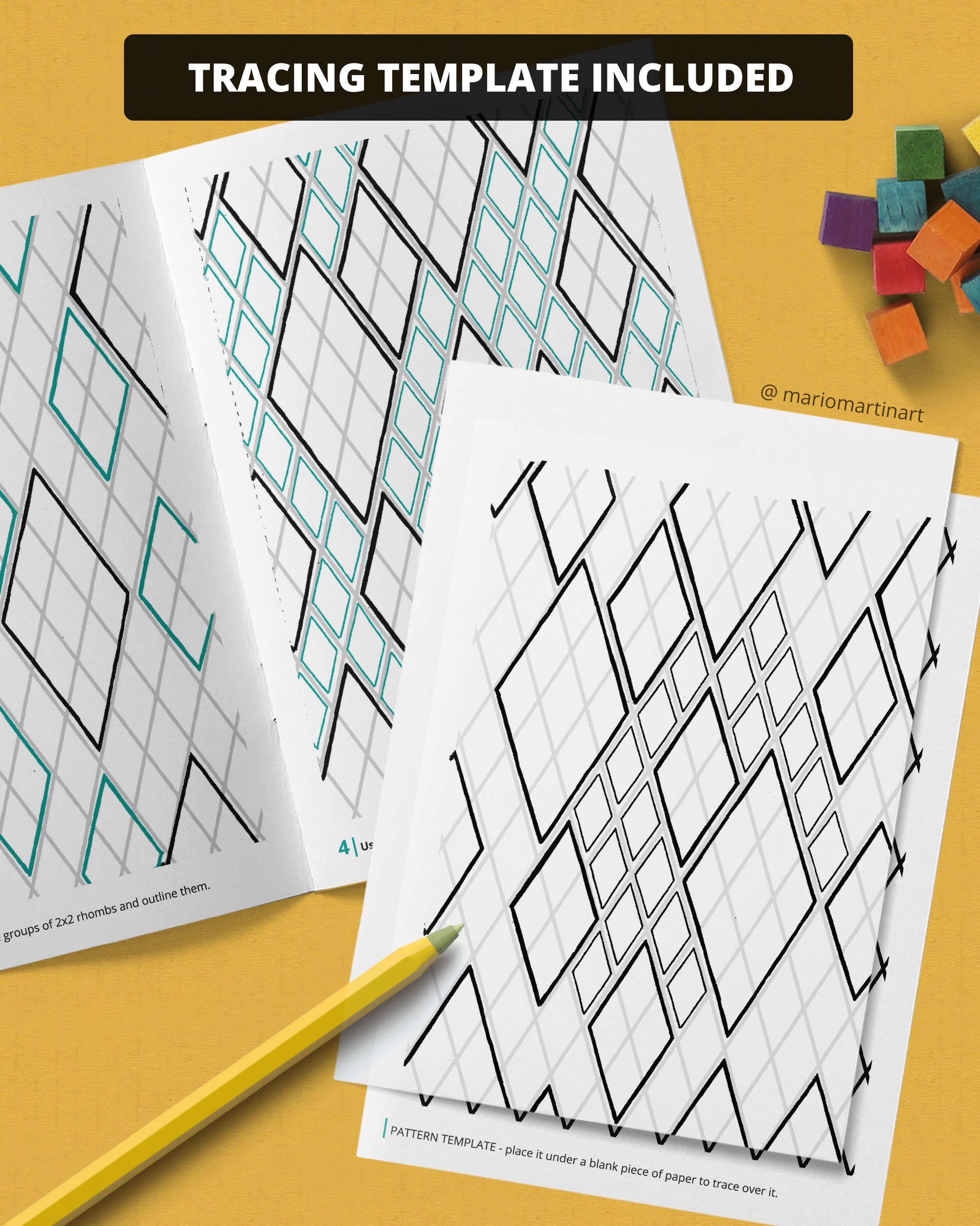 DIAMONDS Pattern Drawing Guide | How to Draw Geometric Patterns | Step ...