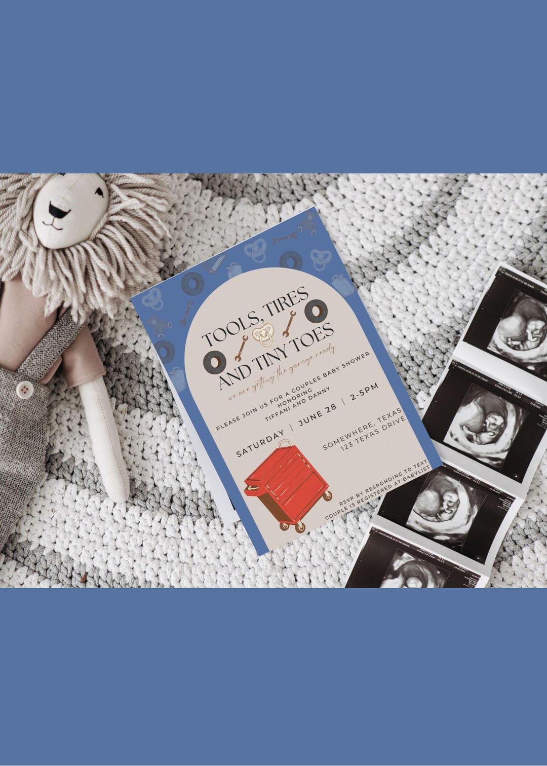 Mechanic Baby Shower Invitation: Tools, Tires, Tiny Toes (printable ...