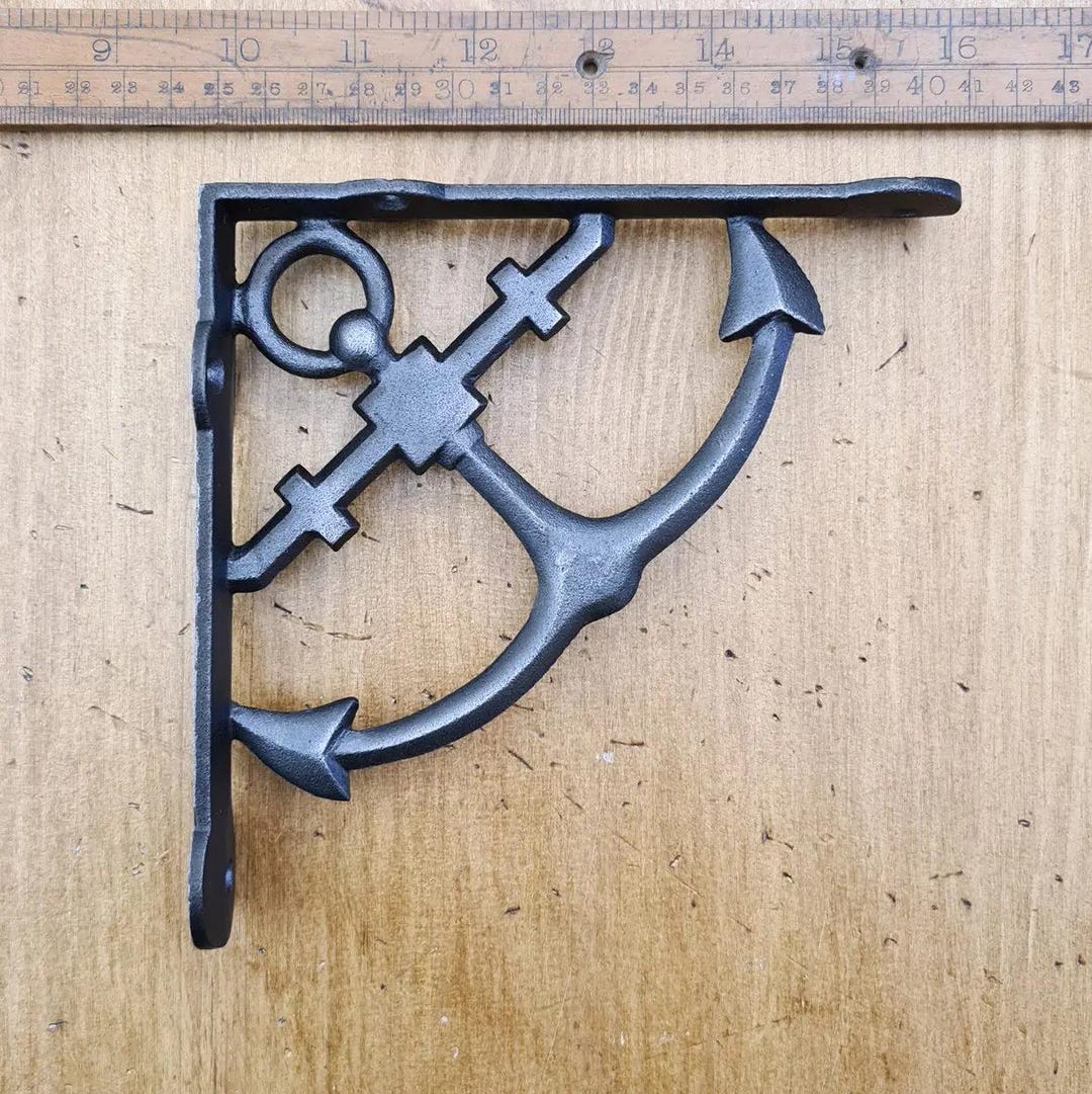 ANCHOR Pair of Heavy Duty Nautical Solid Wall Shelf Brackets Handmade ...
