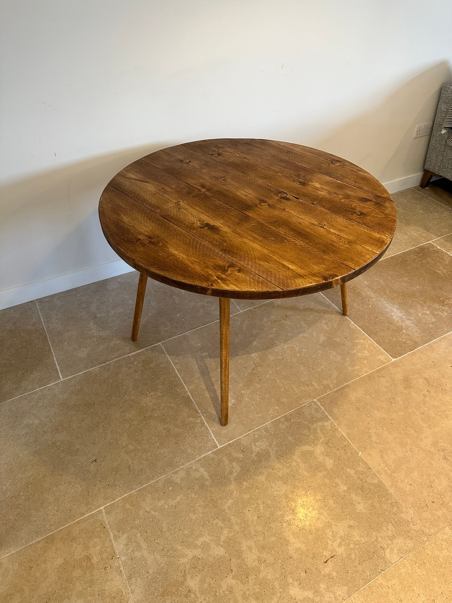 FORET Round Rustic Circle Solid Wood Chunky Scaffold Angled Wood Leg ...