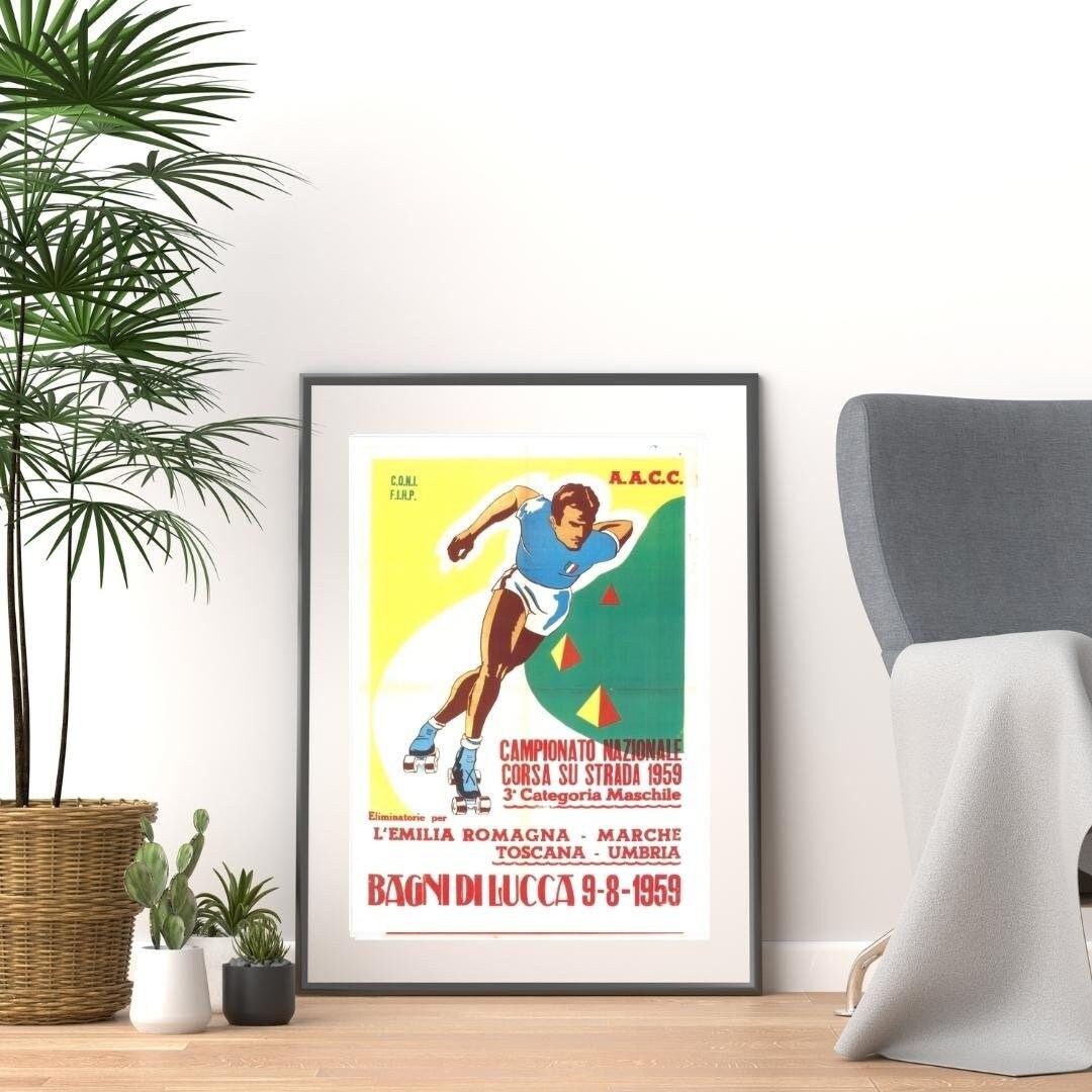 Vintage 1960s Bagni Di Luca Roller Skating Chanpionship Pop Art Travel ...