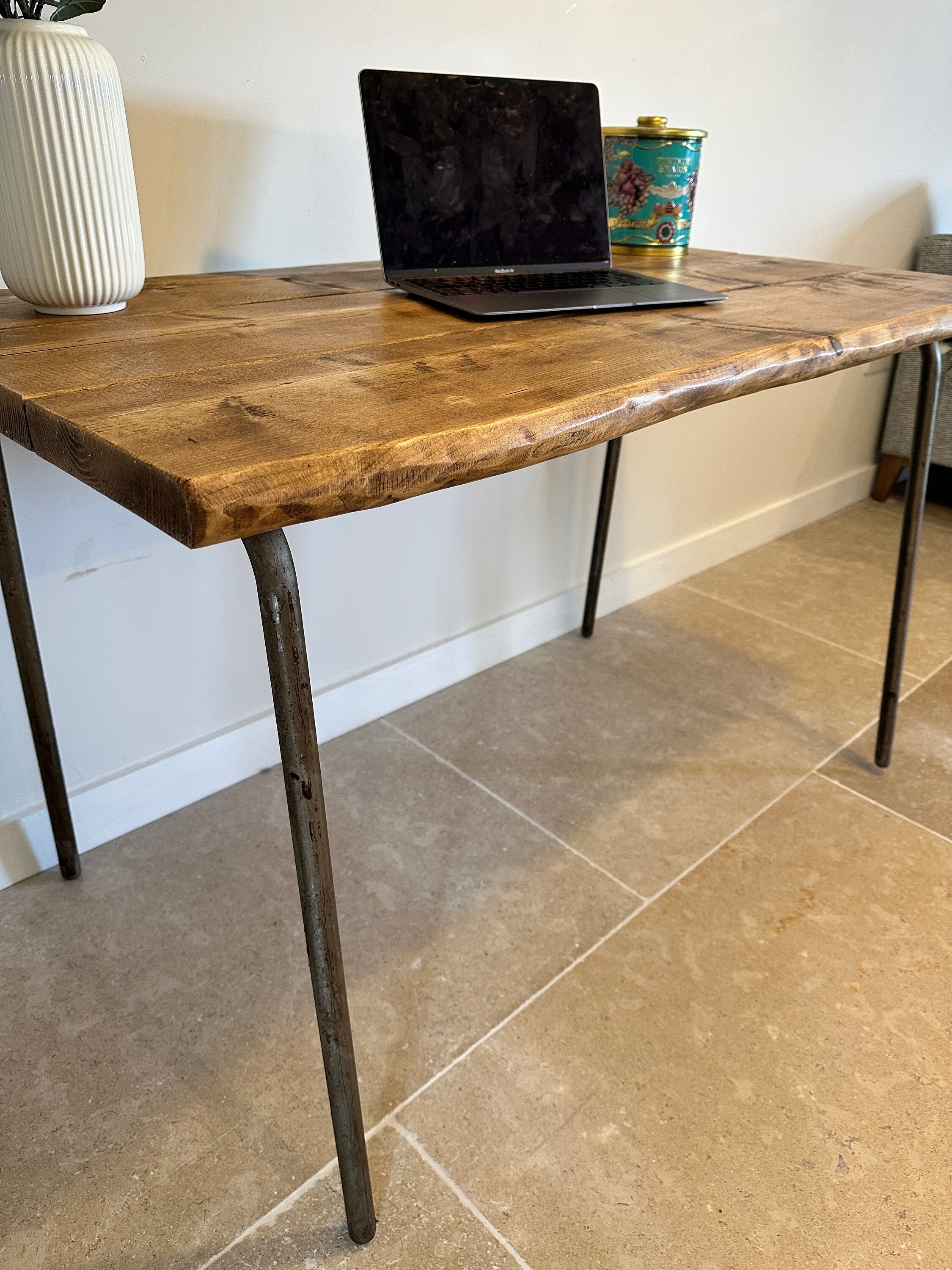 FORÈT Waney Live Edge Industrial Rustic Tubular Steel Leg Small Custom ...
