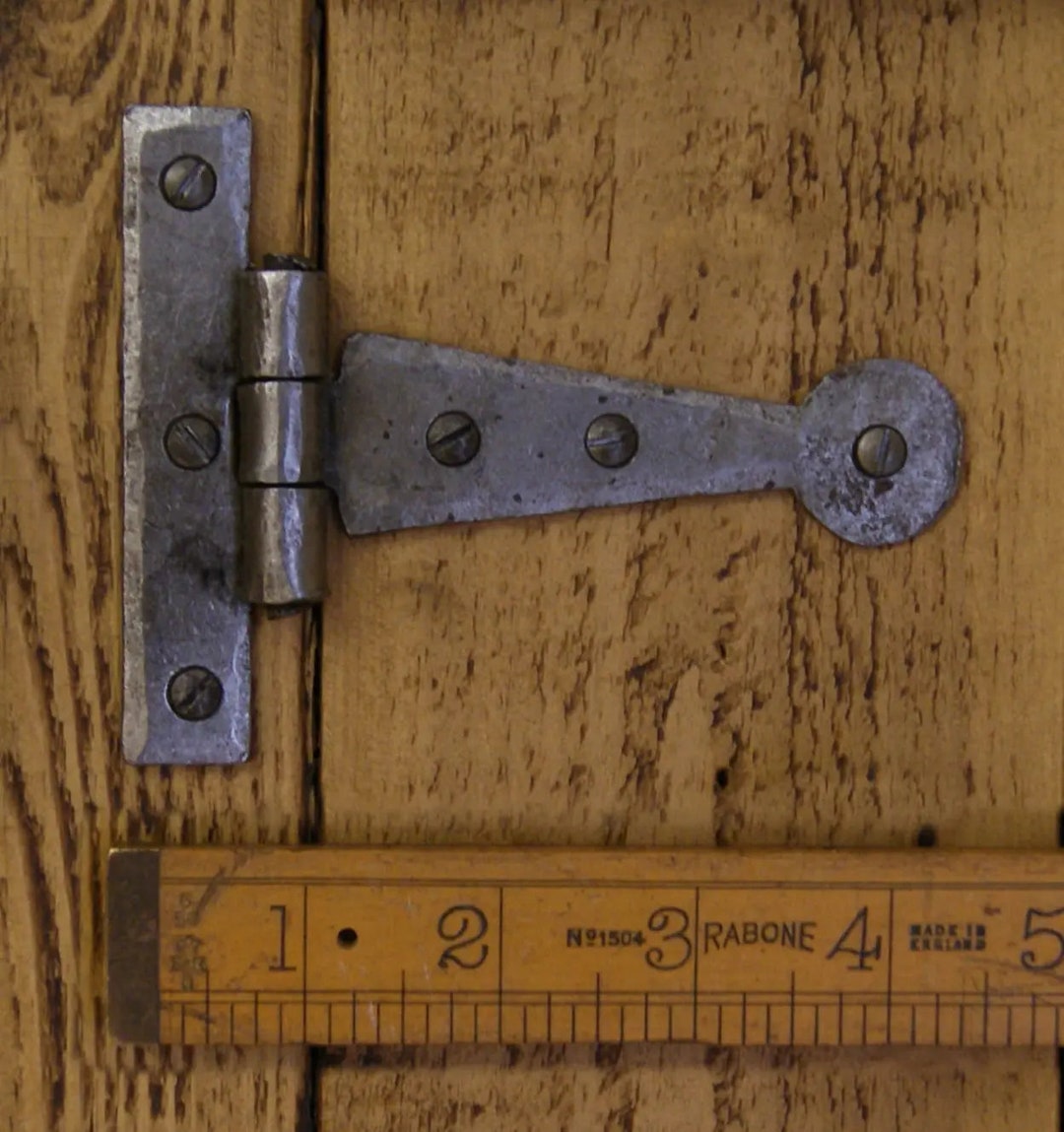 TEE Penny End Rustic Antique Iron Hand Forged Door Hinge Vintage ...