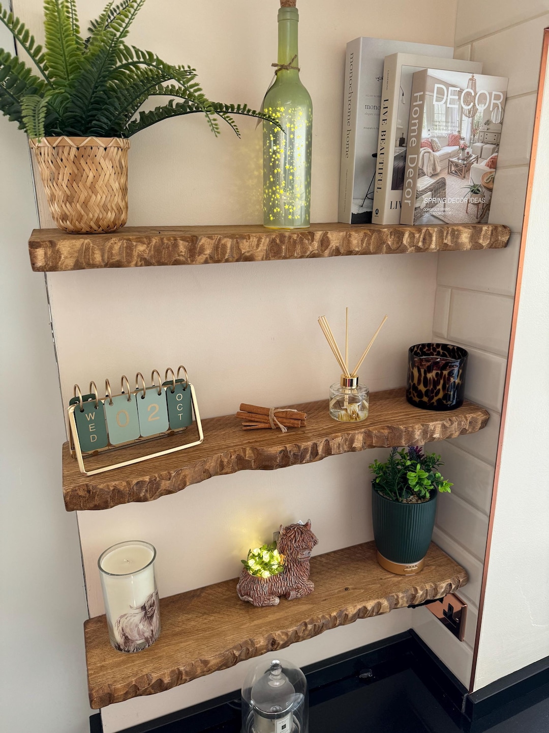 FORÊT Rustic Live Edge Solid Wood Chunky Scaffold Floating Hidden ...
