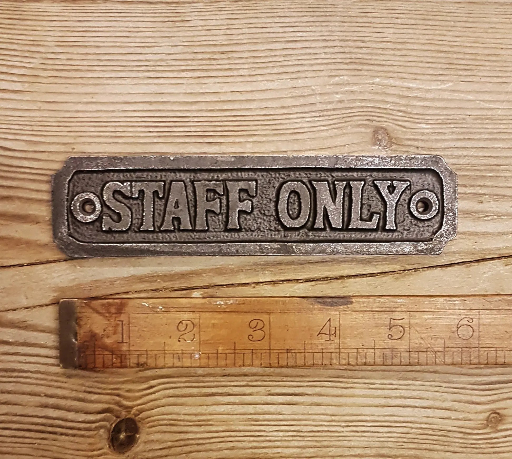 FORÉT Staff Only Sign Rustic Antique Iron Hand Forged Label Plaque ...
