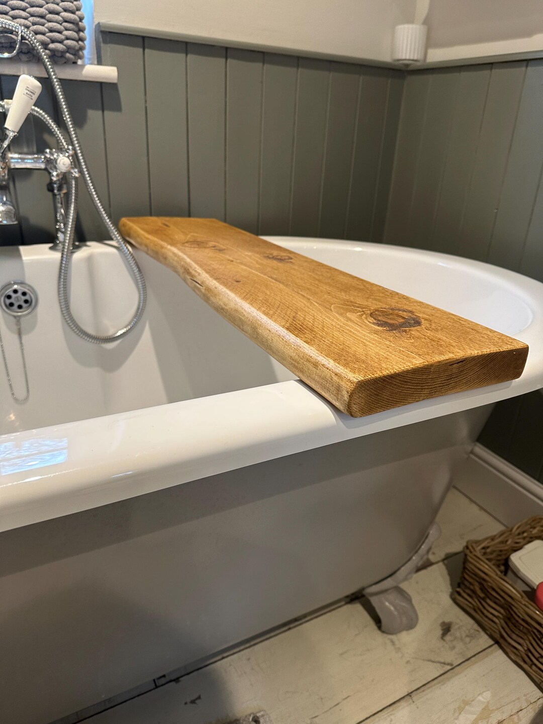 FORÊT Waney Live Edge Rustic Solid Wood Chunky Scaffold Simple Bath ...