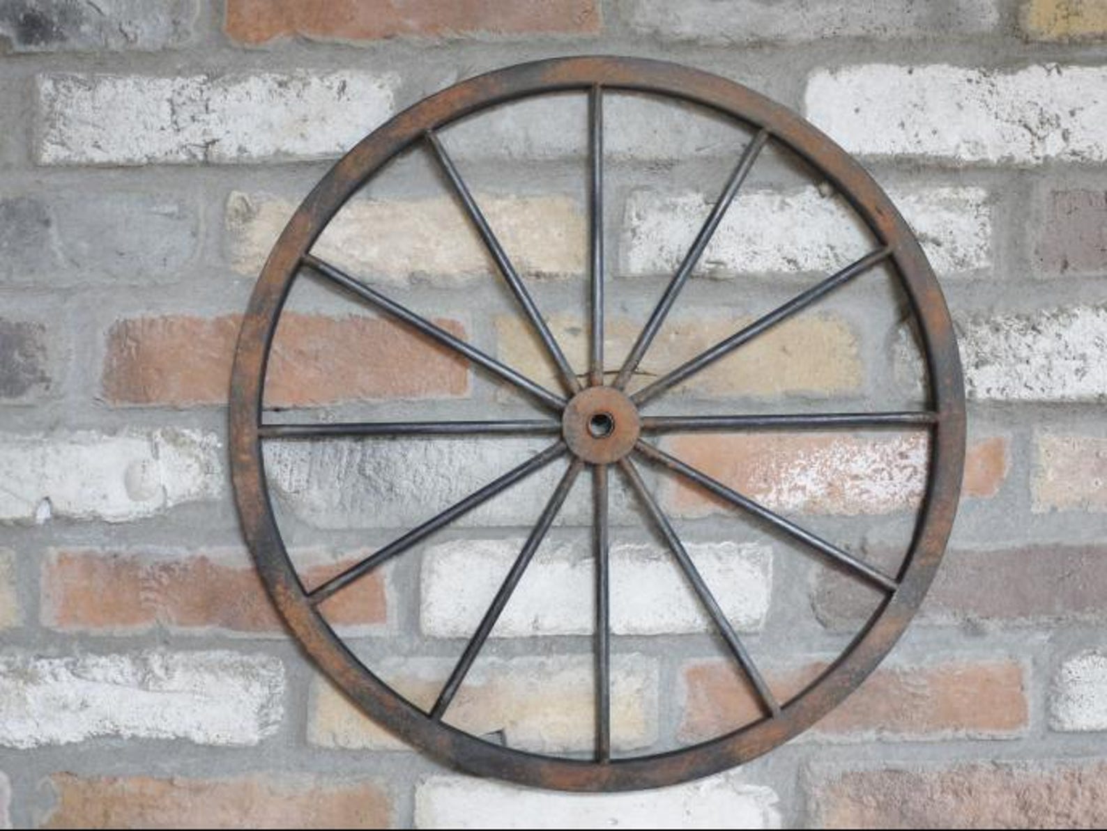 CARTWHEEL Vintage Cart Wheel Metal Steel Wagon Rustic Antique Patina ...