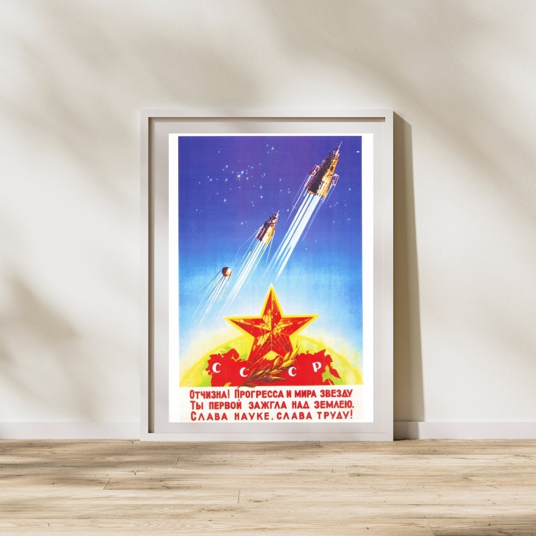 Vintage 1950s Ussr Russian Space Rocket Sputnik Satellite Launch ...