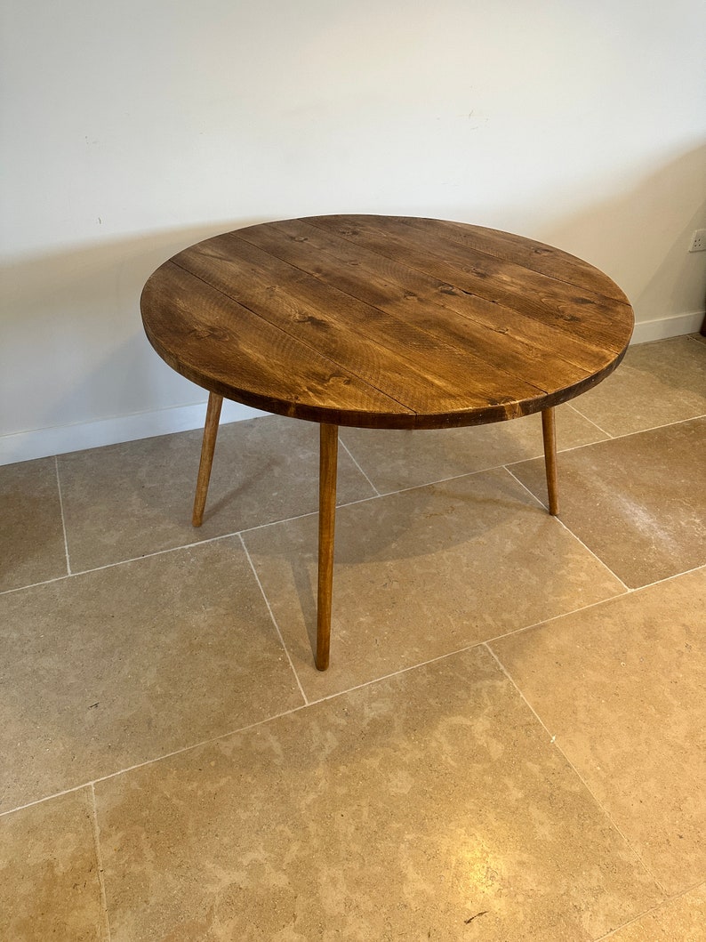 FORET Round Rustic Circle Solid Wood Chunky Scaffold Angled Wood Leg ...