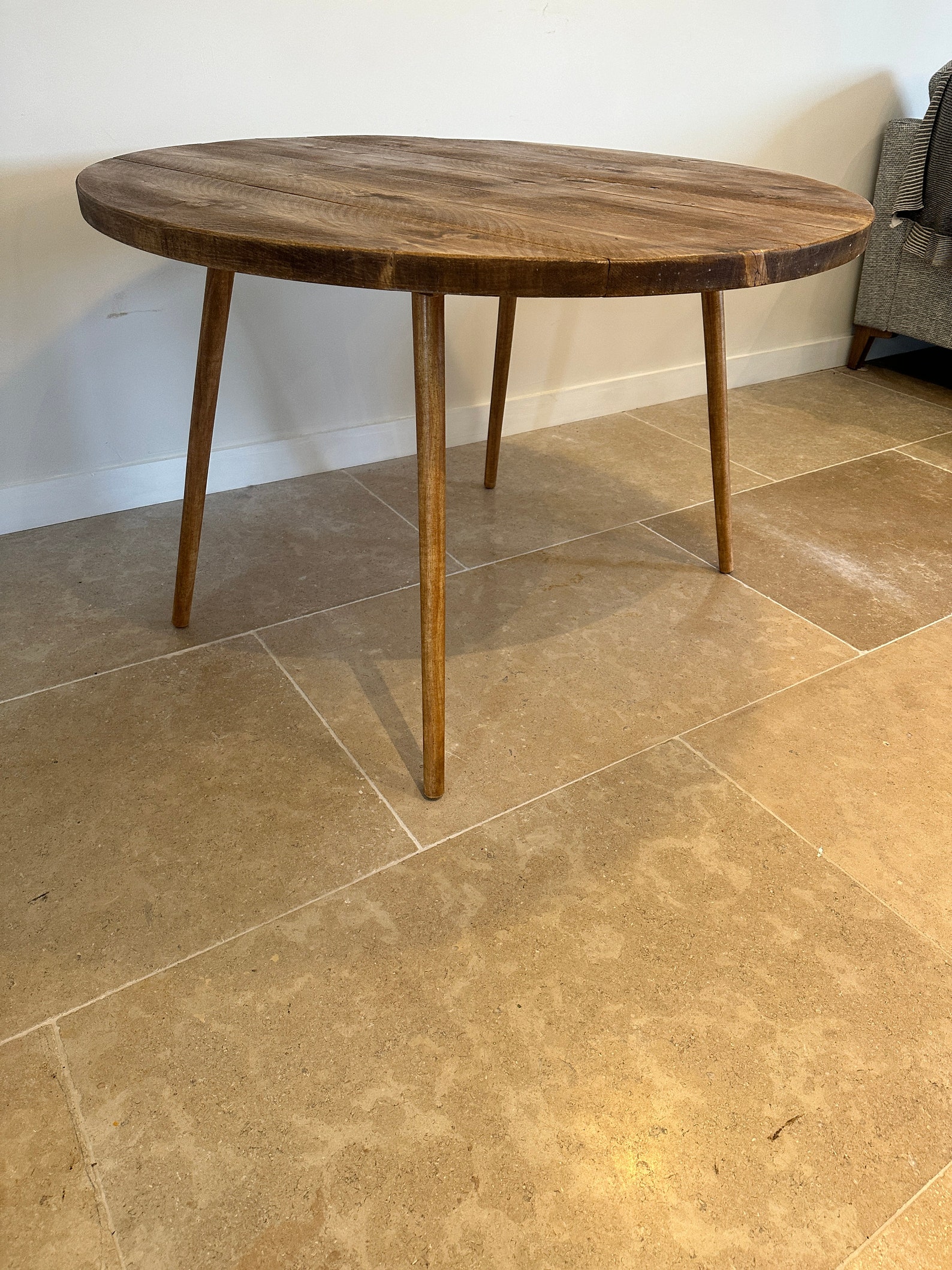 FORET Round Rustic Circle Solid Wood Chunky Scaffold Angled Wood Leg ...