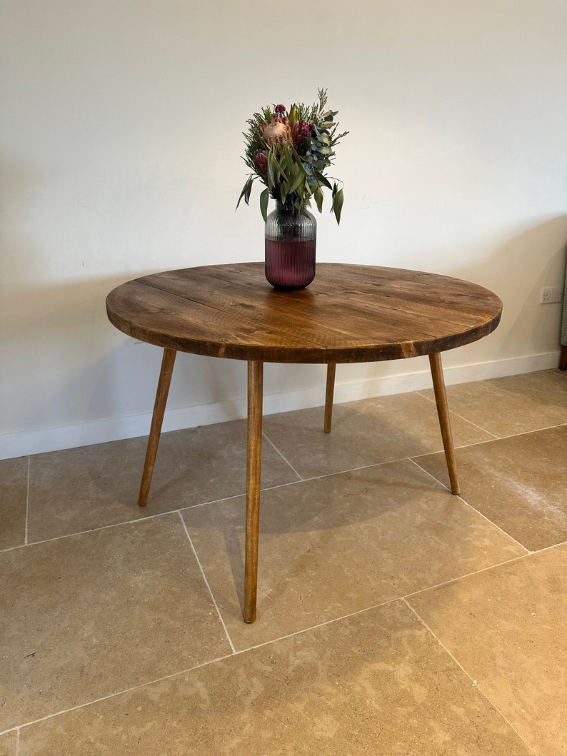 FORET Round Rustic Circle Solid Wood Chunky Scaffold Angled Wood Leg ...