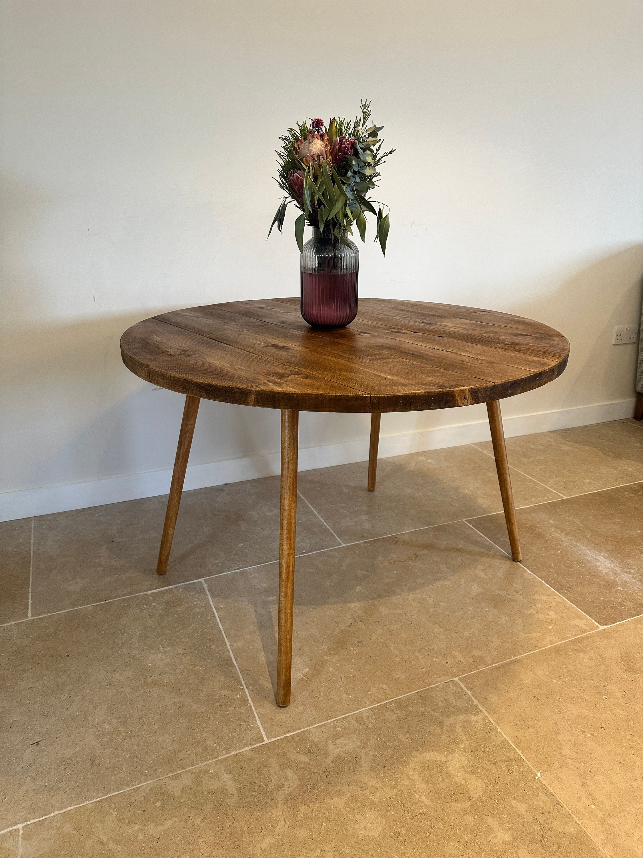 FORET Round Rustic Circle Solid Wood Chunky Scaffold Angled Wood Leg ...