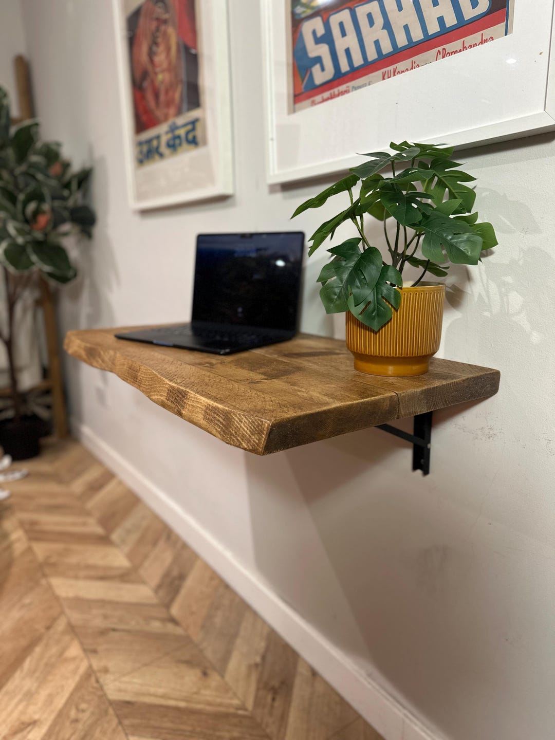 FORÈT Folding Angled Live Edge Desk Table Shelf Industrial Rustic Small ...
