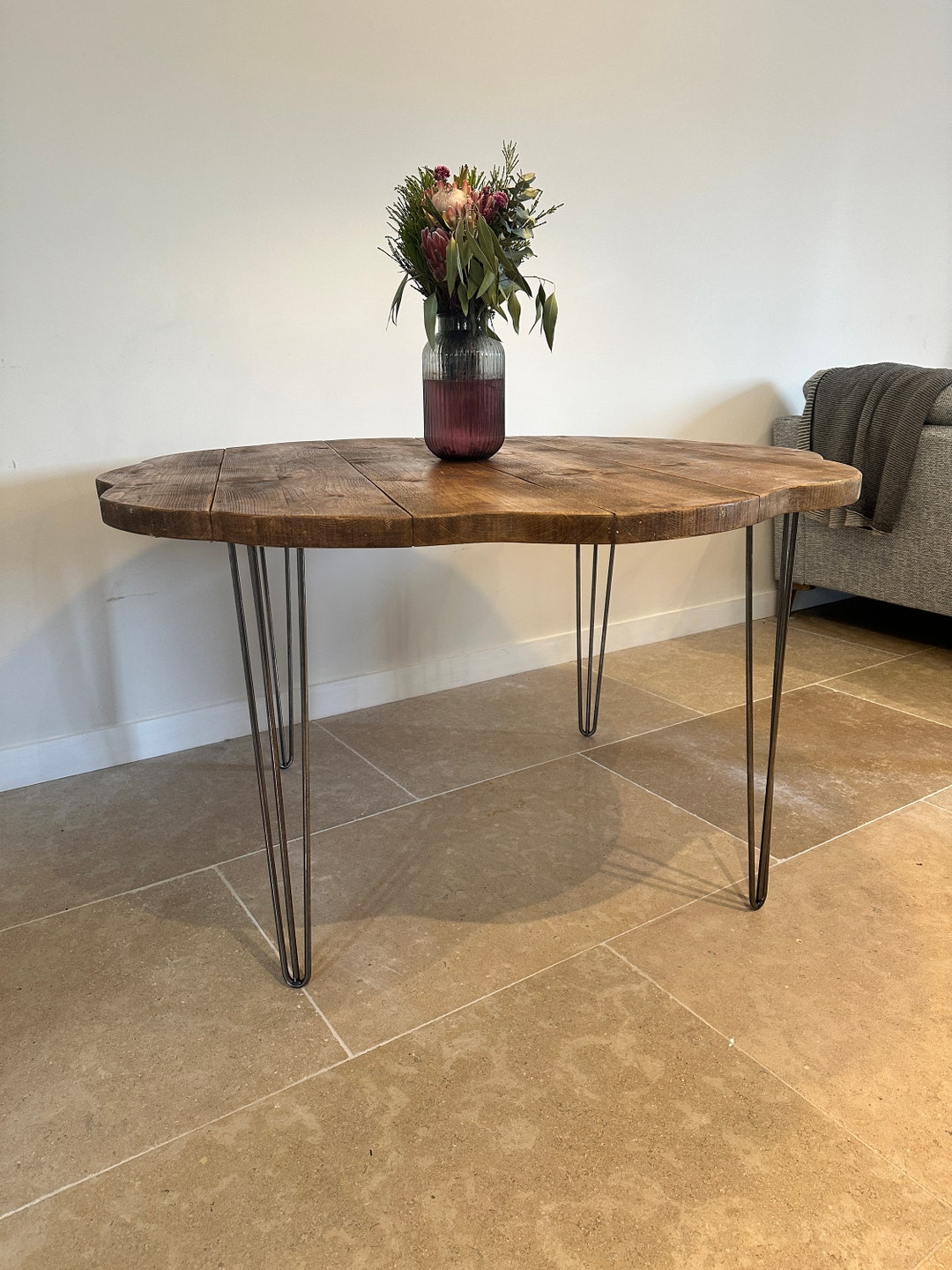 FORET Rustic Flower Live Edge Circle Solid Wood Chunky Scaffold Hairpin ...