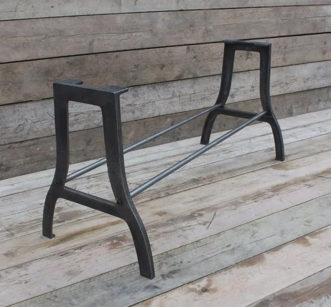 ABBOTT Hand Cast Raw Iron Steel Frame Bench Dining Desk Table Legs ...