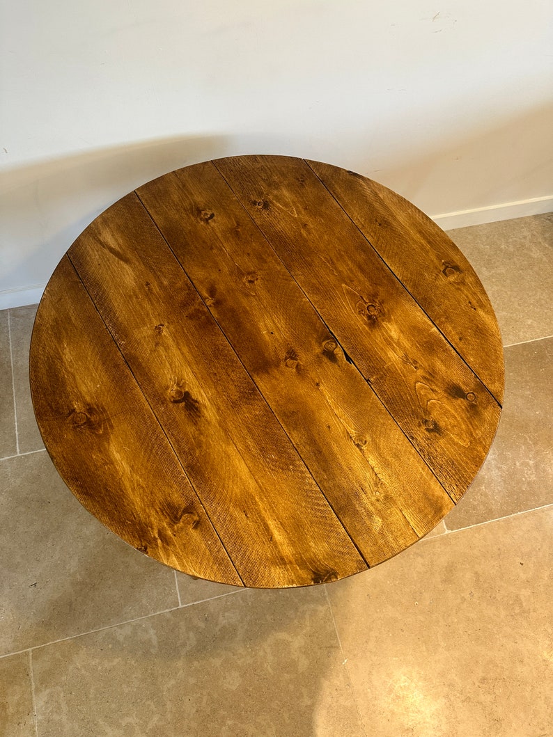 FORET Round Rustic Circle Solid Wood Chunky Scaffold Angled Wood Leg ...