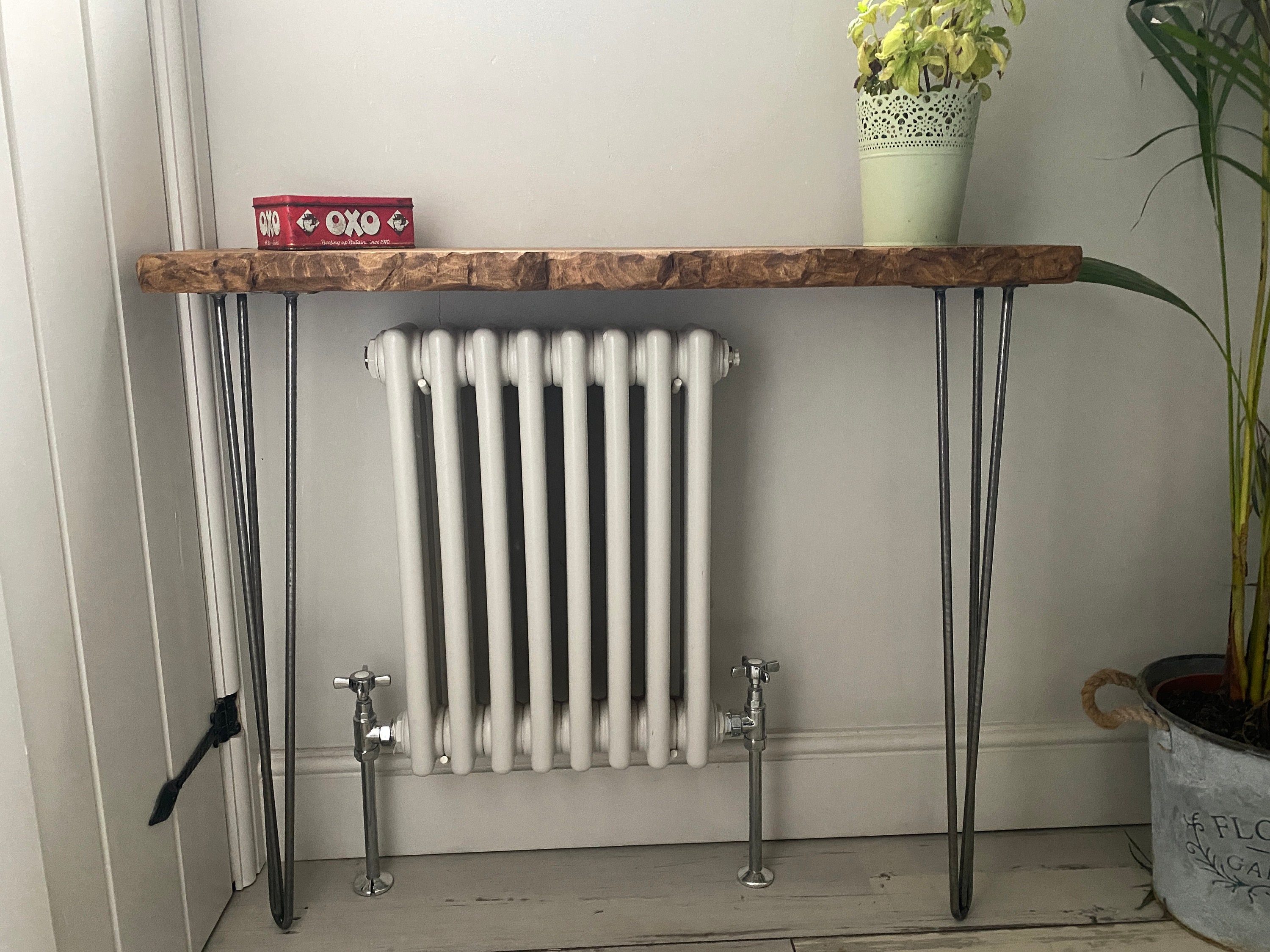 FORÊT Live Edge Rustic Hairpin Leg Radiator Hallway Console - Etsy