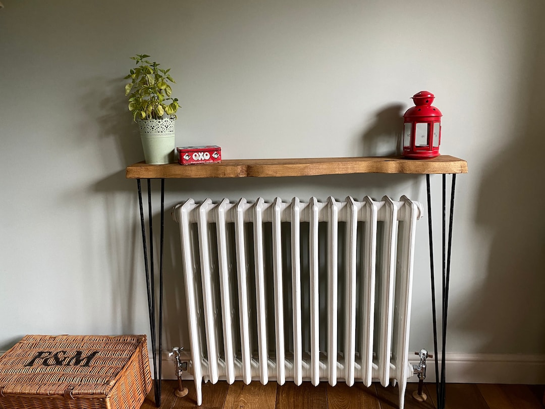 FORET Angled Live Edge Rustic Hairpin Leg Radiator Hallway Console ...